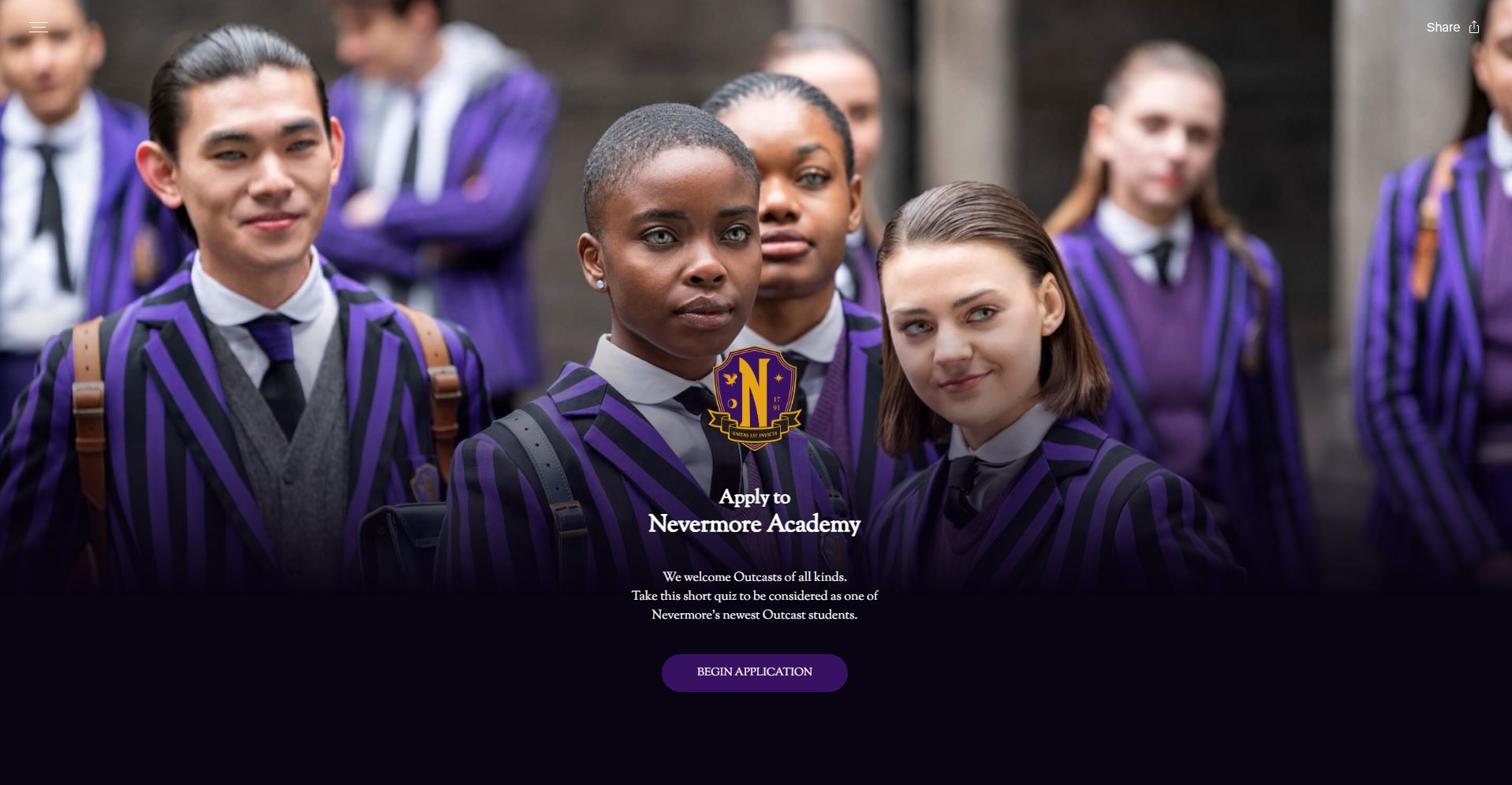 Wednesday : la série Netflix propose de s'inscrire à l'académie Nevermore